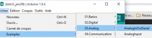 Sortie analogique arduino, exemple analogInOutSerial.